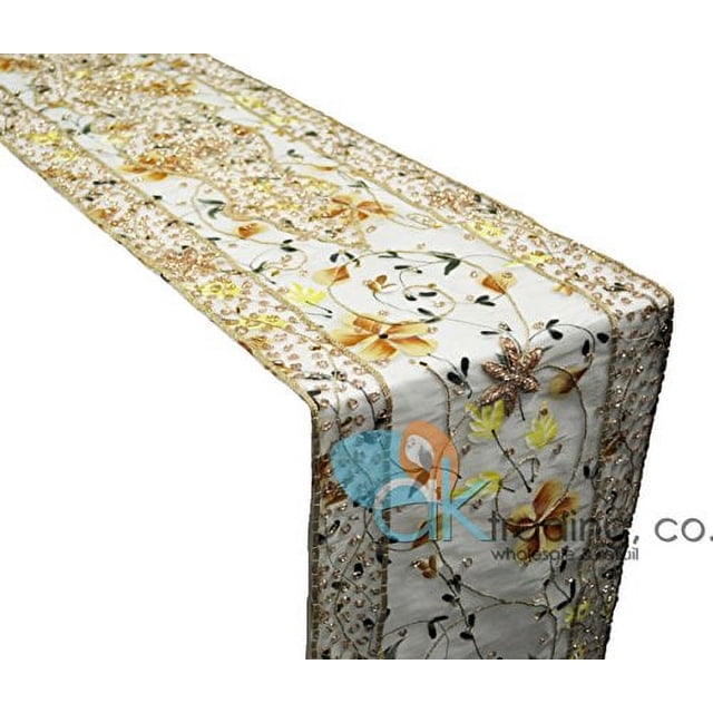 AK TRADING CO. 14" x 72" Hand Painted and Embroidered Design Table ...