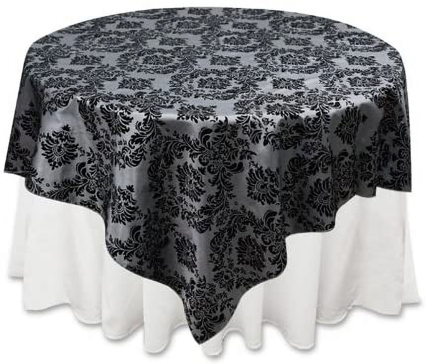AK TRADING CO. 60" x 60" Two Tone Damask Flocked Square Table Top Cover ...