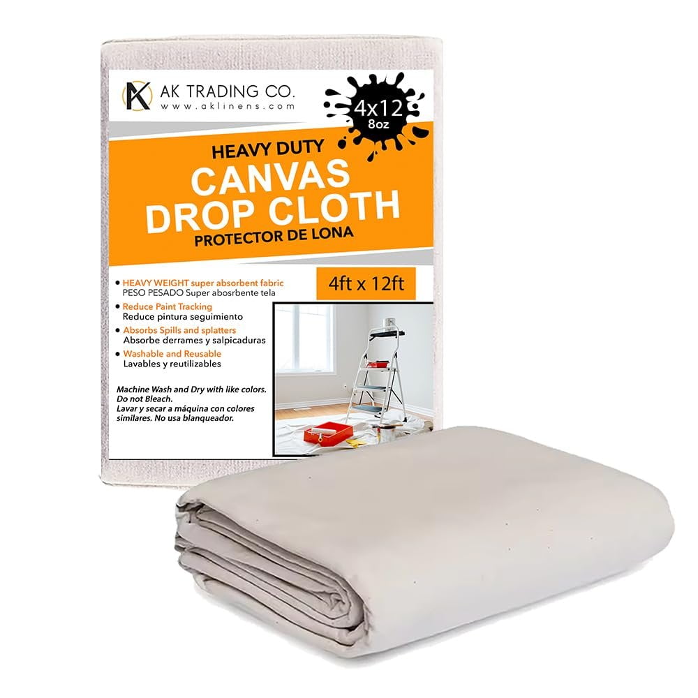 AK TRADING CO. Heavy Duty Canvas Drop Cloth, Painters Drop Cloth for ...