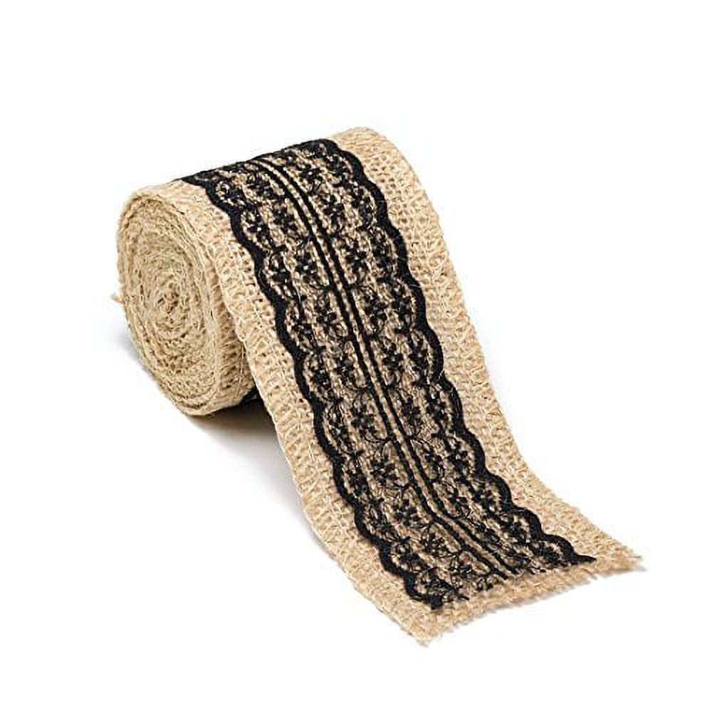 AK-Trading 2.5" Wide x 10 Yards Long Natural Burlap Craft Ribbon with ...