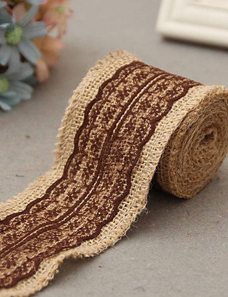 AK-Trading 2.5" Wide x 10 Yards Long Natural Burlap Craft Ribbon with ...