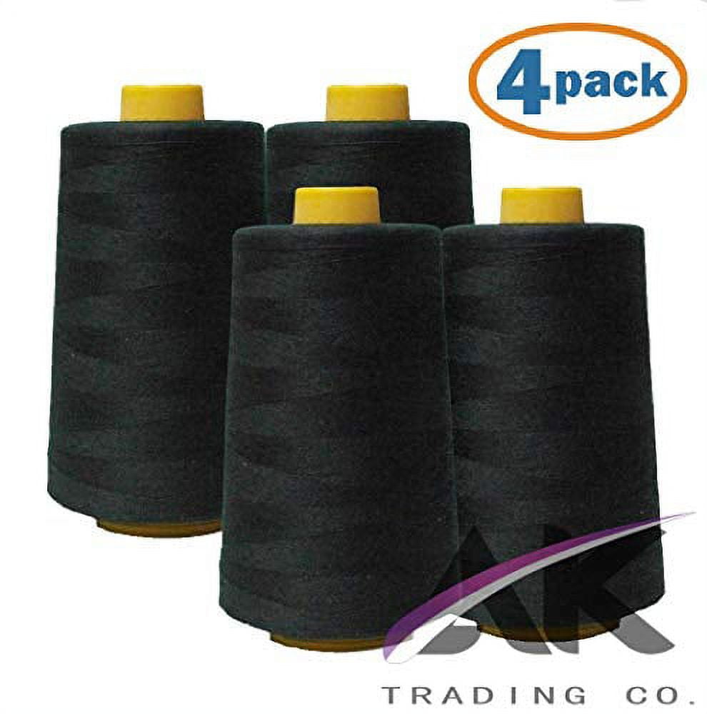 AK Trading 4-Pack Black All Purpose Sewing Thread Cones (6000 Yards ...