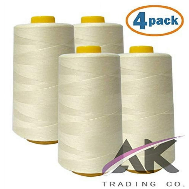 AK Trading 4-Pack Ivory All Purpose Sewing Thread Cones (6000 Yards ...