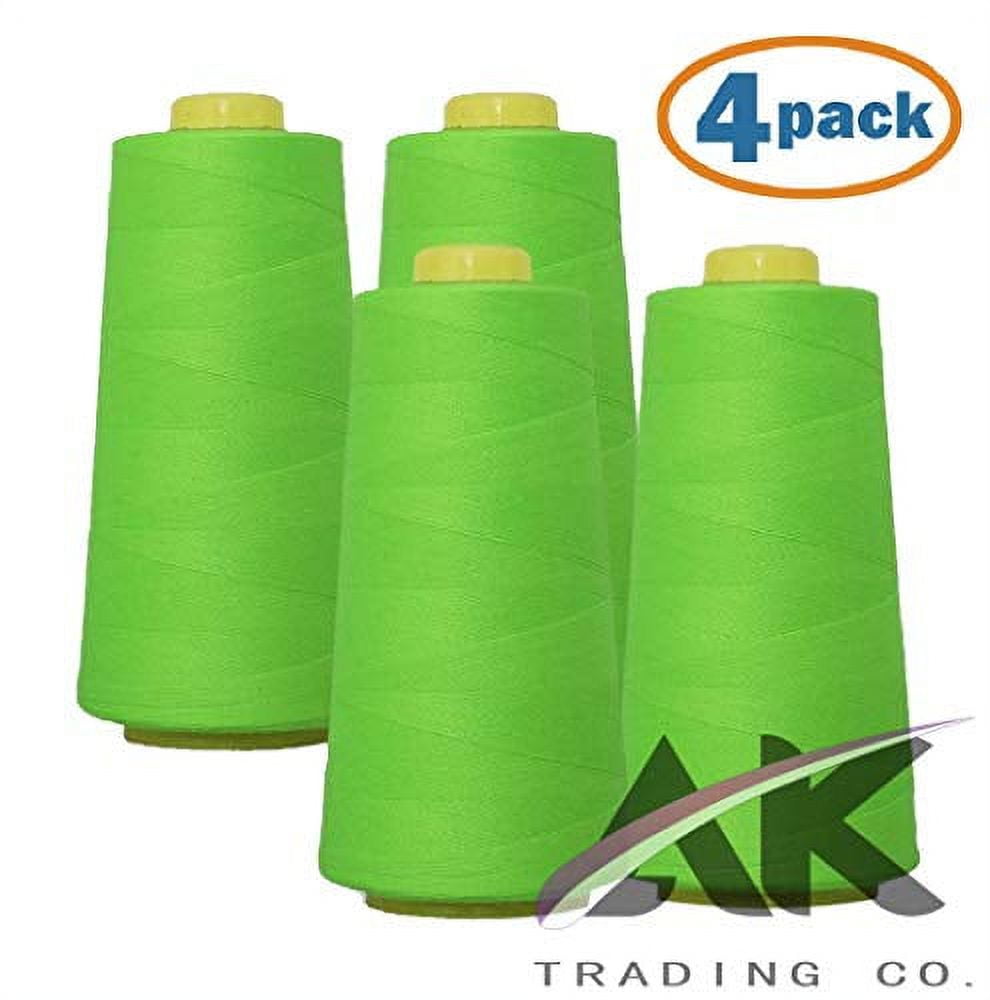 AK Trading 4-Pack NEON Green All Purpose Sewing Thread Cones (6000 ...