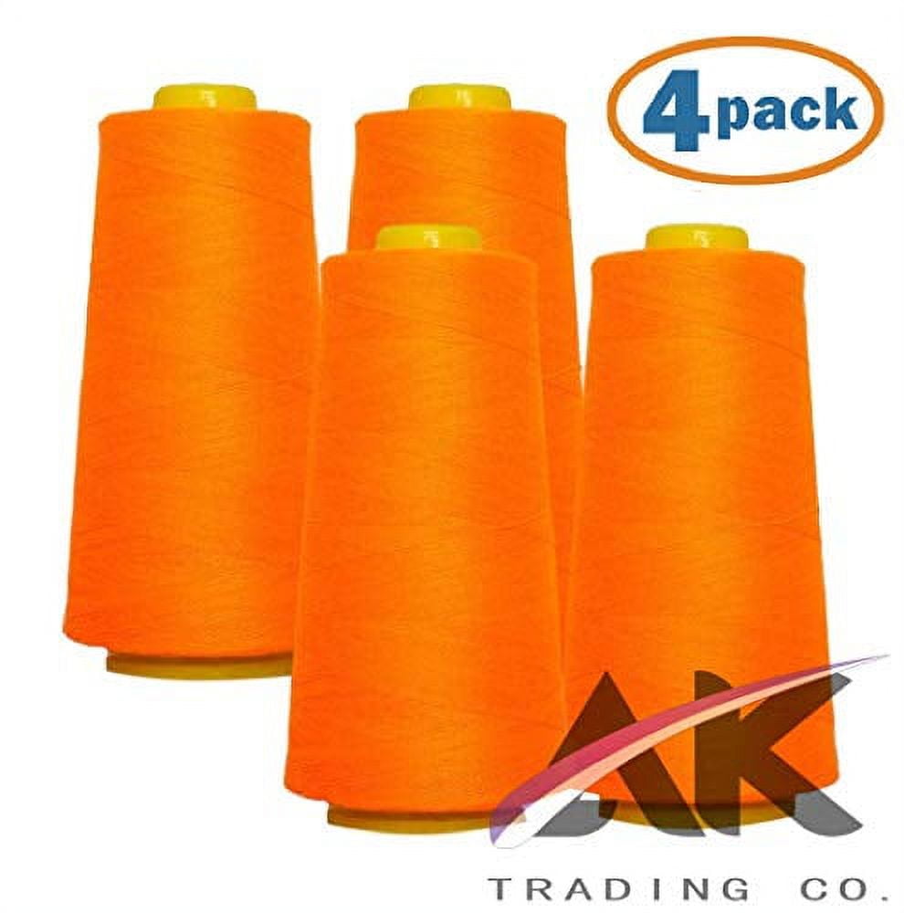 AK Trading 4-Pack NEON Orange All Purpose Sewing Thread Cones (6000 ...