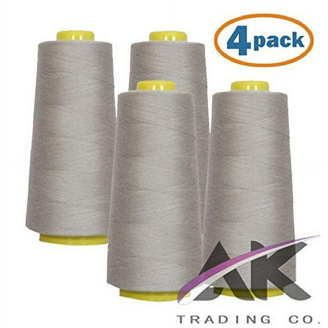AK Trading 4-Pack Silver All Purpose Sewing Thread Cones (6000 Yards ...