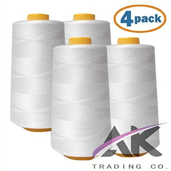 AK Trading Co, Sewing Thread, 4-Pack White All Purpose Polyester Cones ...