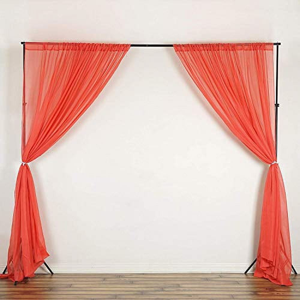 AK-Trading 58" x 120" Coral Chiffon Drapes Panels for Wedding Events ...