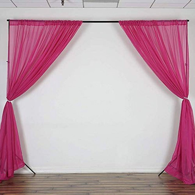 AK-Trading 58" x 168" Hot Pink Chiffon Drapes Panels for Wedding Events ...