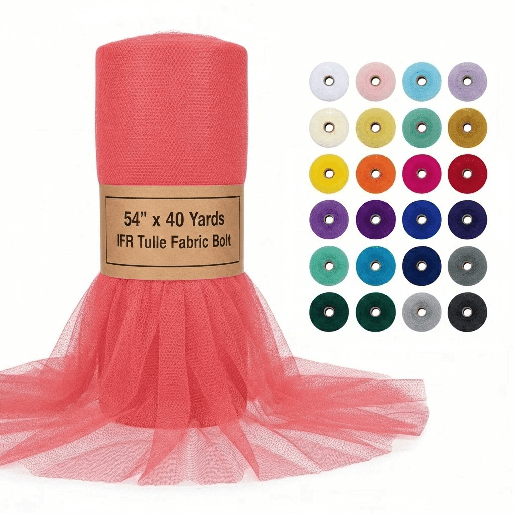 AK Trading Coral IFR Tulle Fabric 54 Inch Wide 40 Yard Bolt for Decor ...