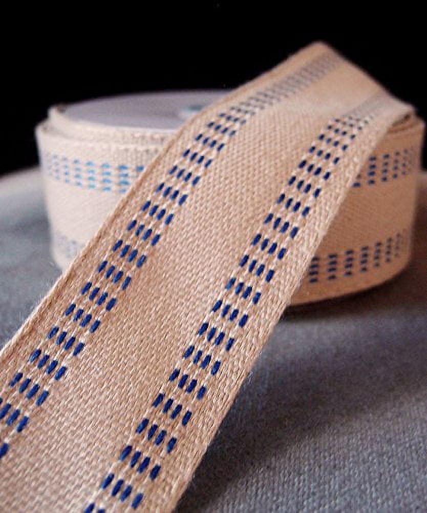 AK-Trading Polyester Blend Burlap Webbing Ribbon with Stitching, 1.5 ...