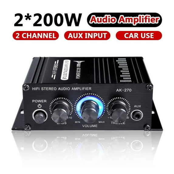 AK270 400W 12V Hifi Power Amplifier Stereo Home Car BASS Amp Music ...