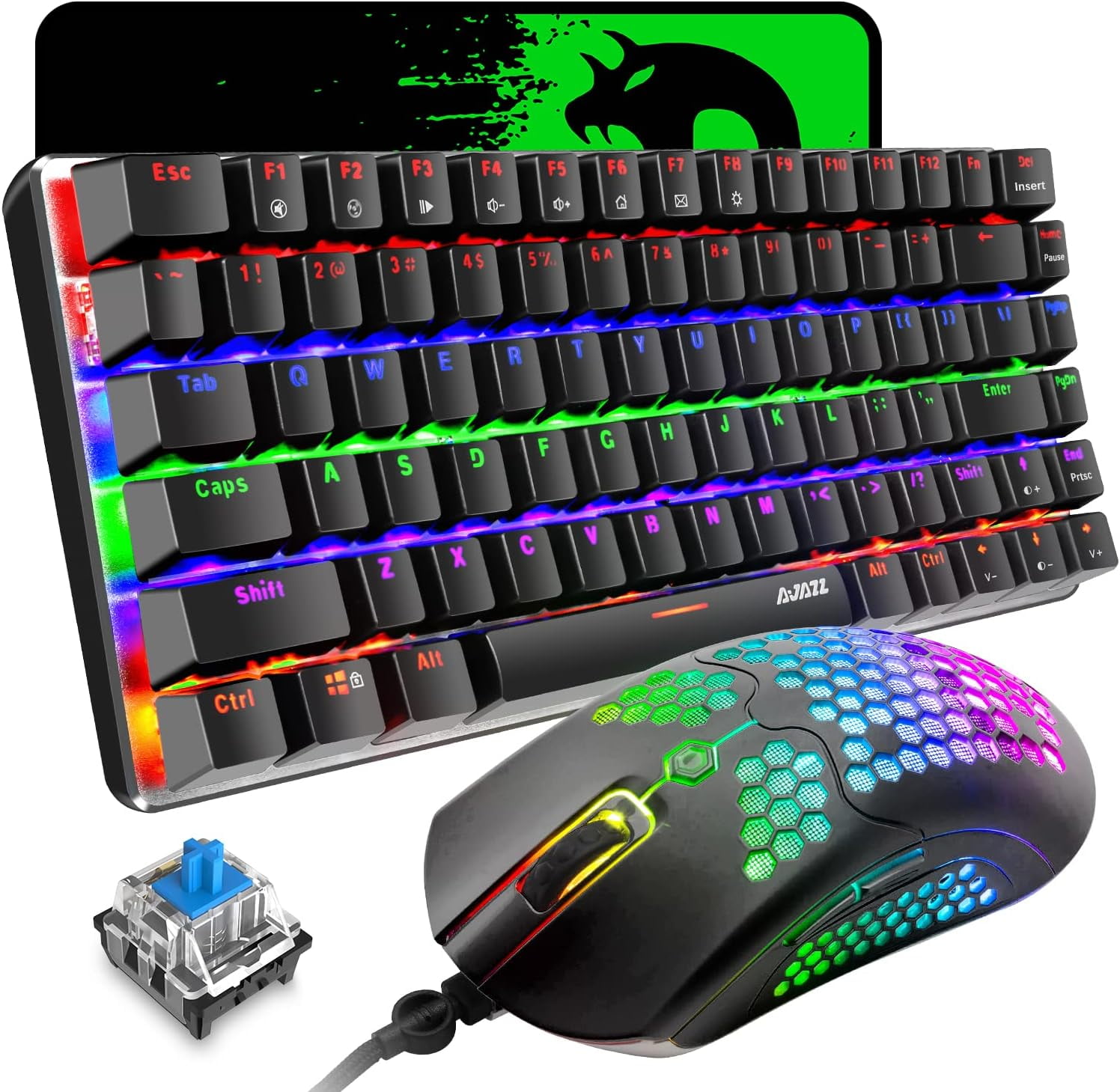 AK33 Gaming Keyboard,M5 Mouse,Rainbow LED Backlit Mechanical Keyboard ...