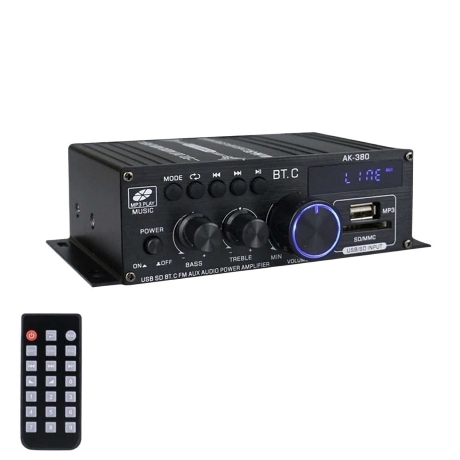 AK380 Bluetooth-Compatible Amplifier 2 Channel Subwoofer Amplifier HIFI ...