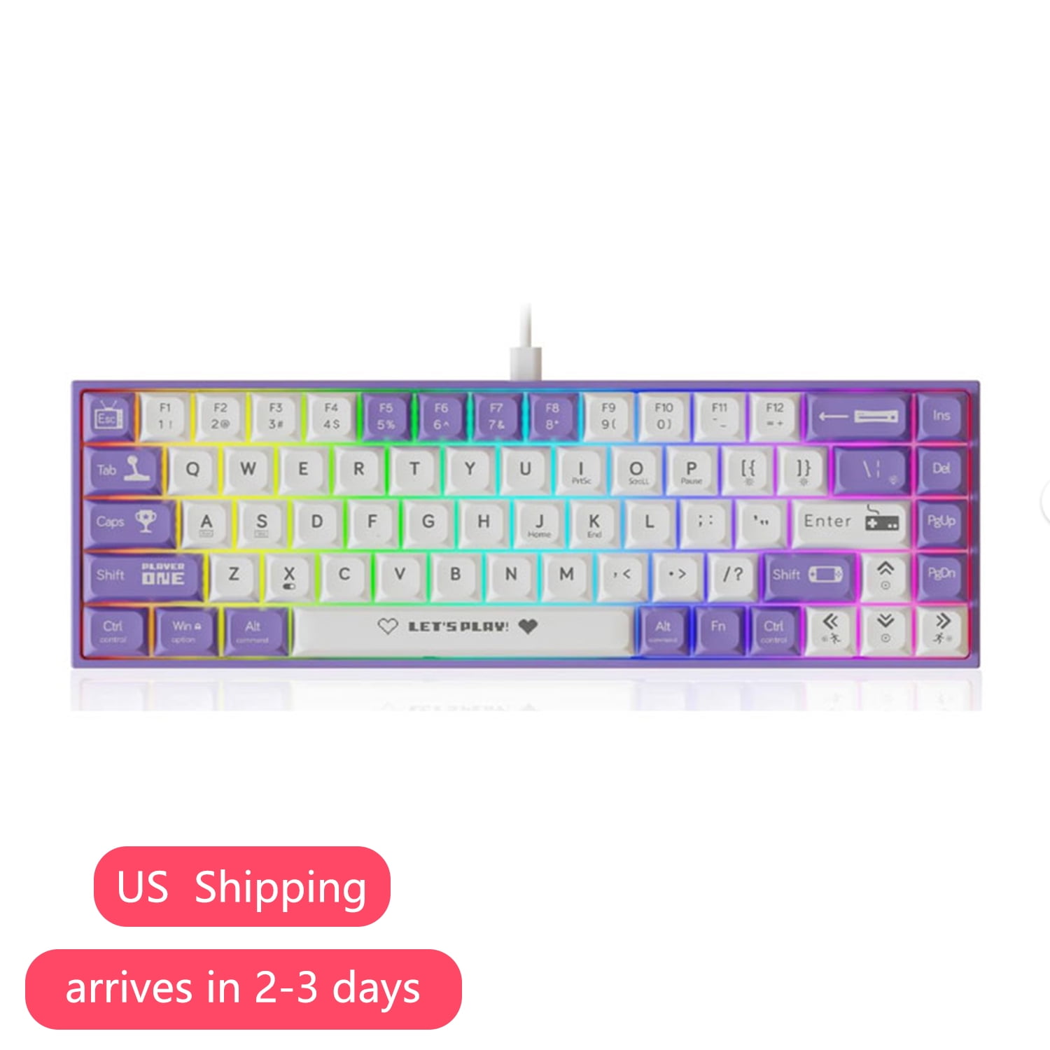 AK680 60% Wired Mechanical Gaming Keyboard,Hot-Swappable,RGB Rainbow ...