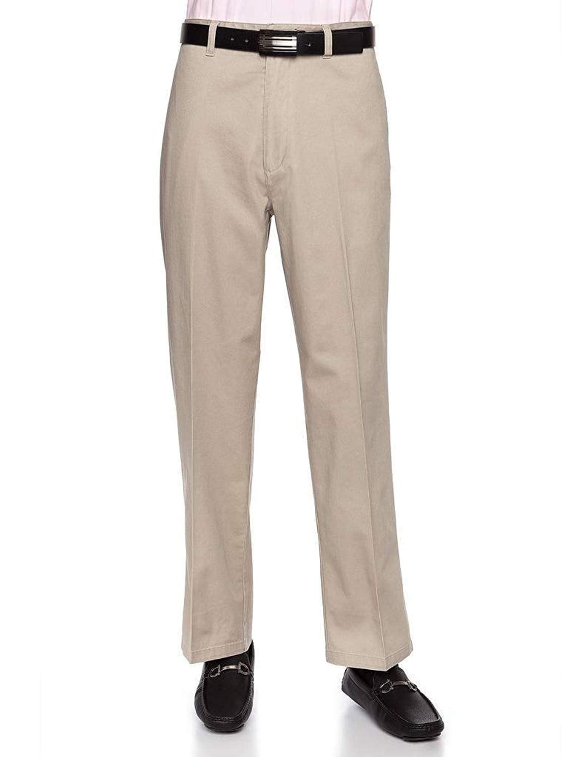 AKA Men's Wrinkle Free Cotton Twill - Traditional Fit Slacks Flat-Front ...