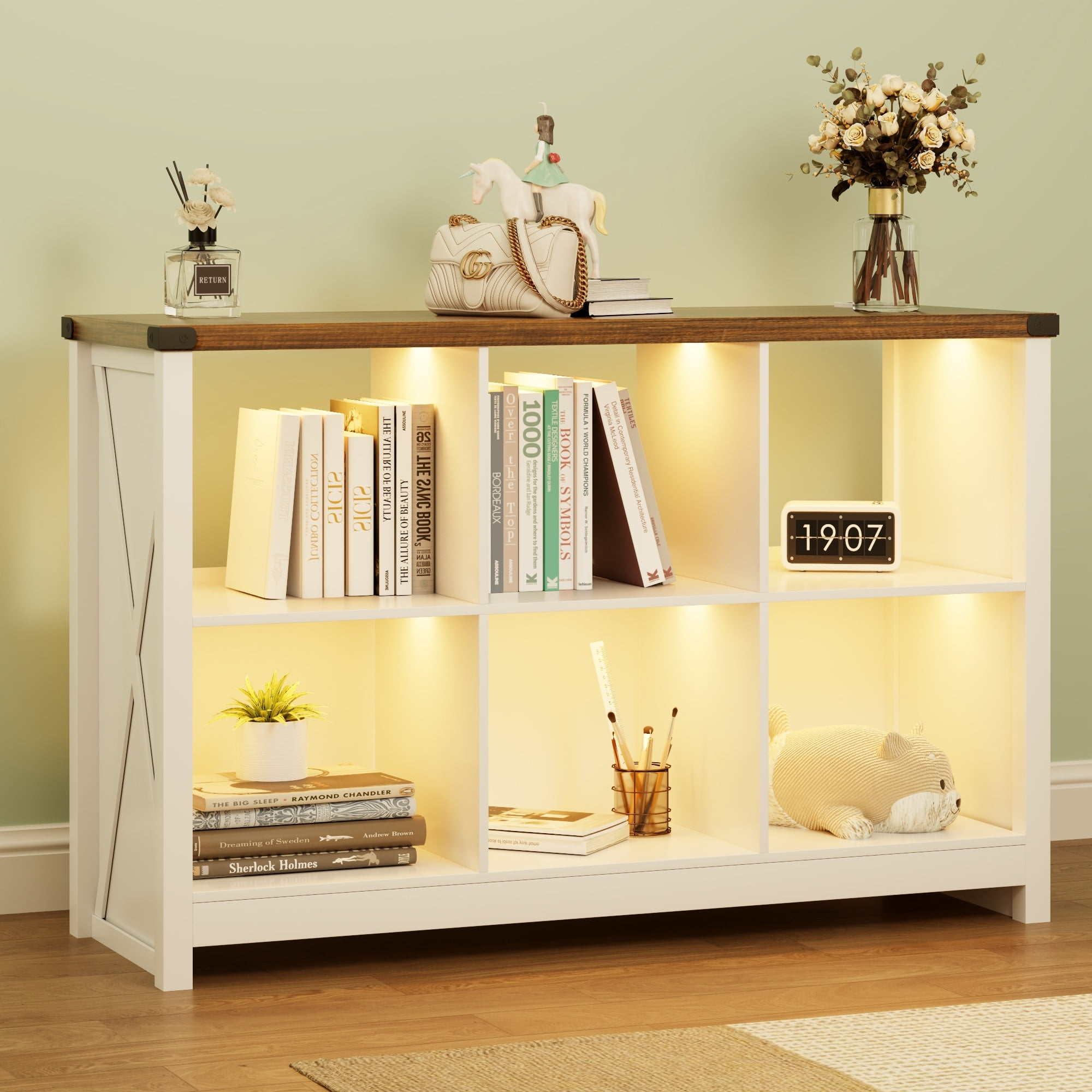 AKADEN FEY LLC 45" Wide Storage Cabinet With Led Light White - Walmart.com