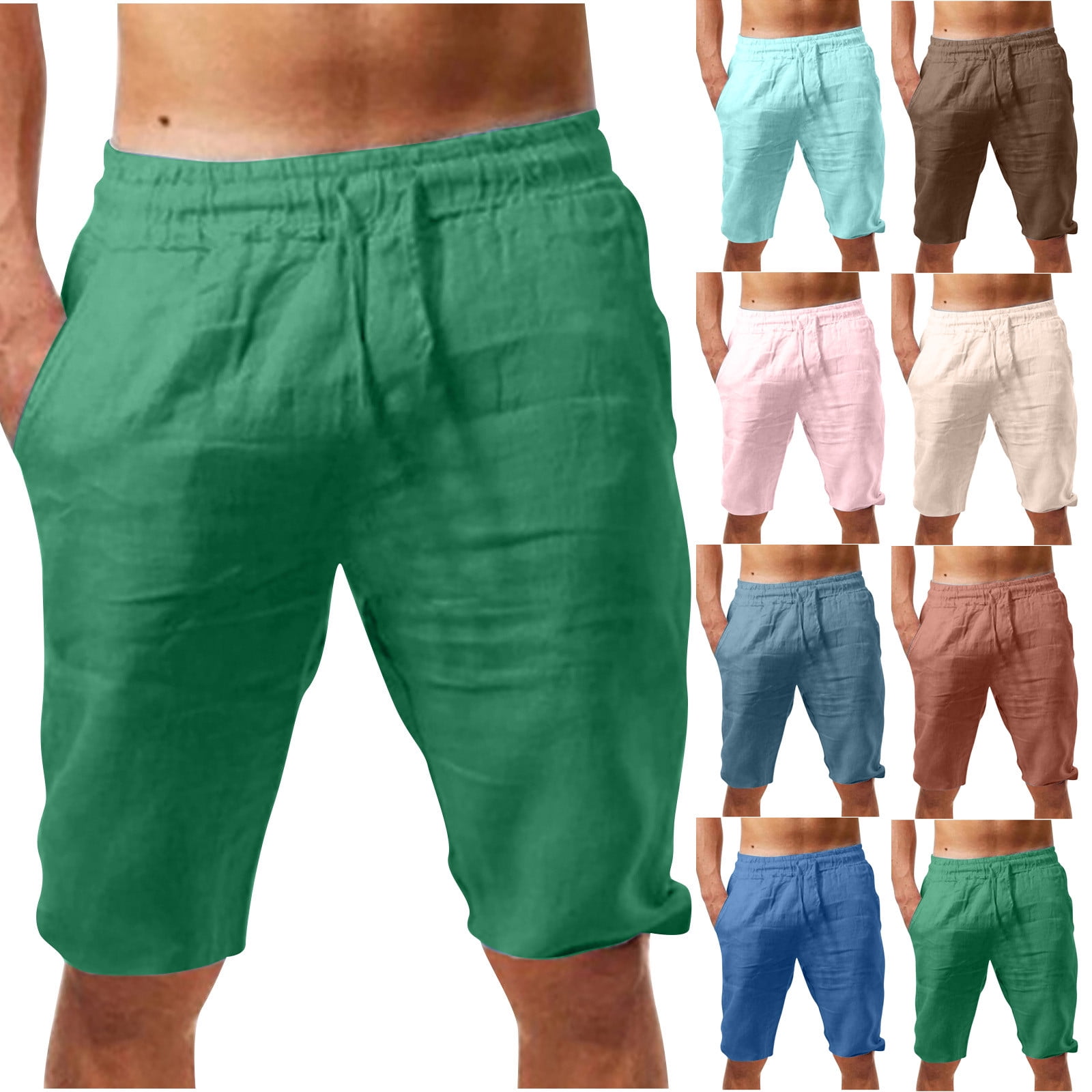 Fall Savings AKAFMK Men's Casual Shorts 9" Drawstring Summer Cotton ...