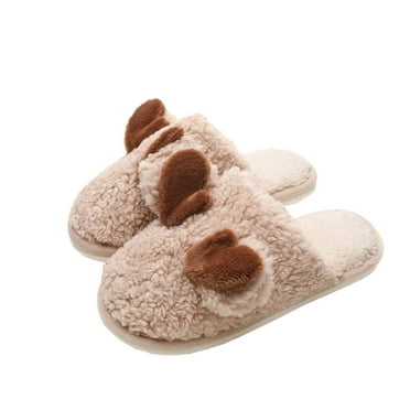 Onmygogo Fuzzy Bulldog Plush Slippers for Adults, Machine Washable ...