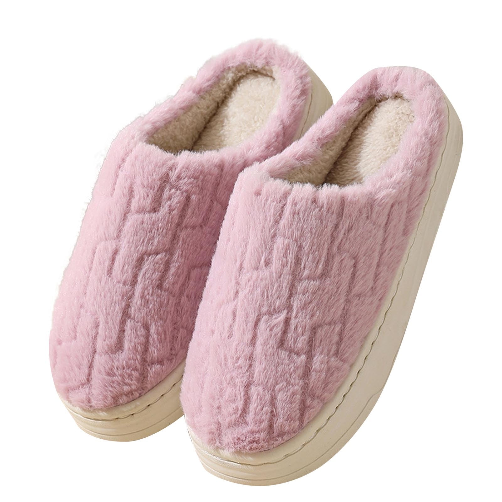 AKAFMK Winter Slippers for Women,Women's Solid Color Cute Plush Warm ...