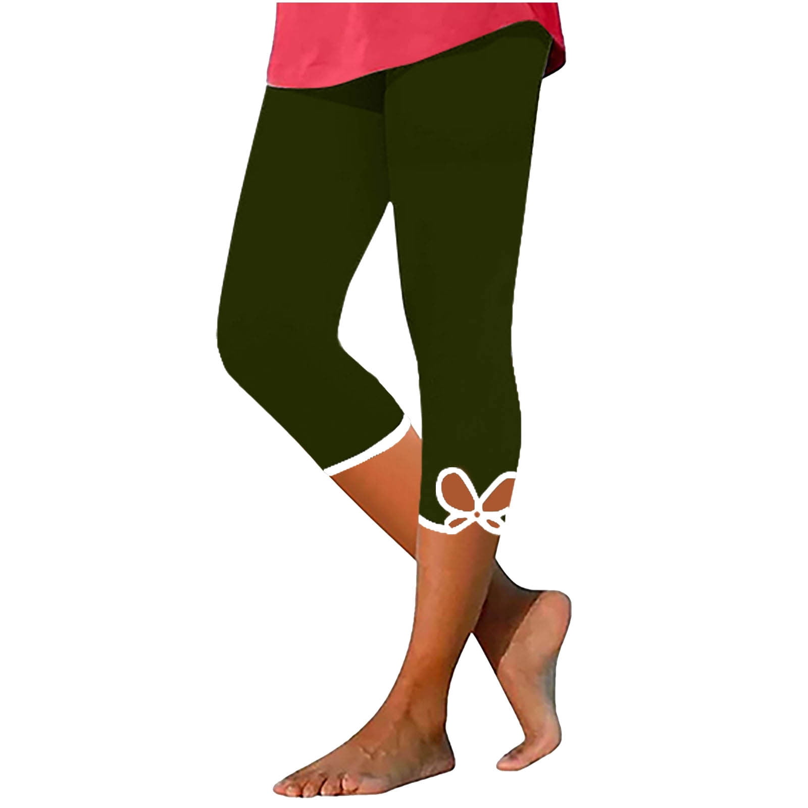 AKAFMK Women's Capris Knee Length Leggings High Waisted Stretch for ...