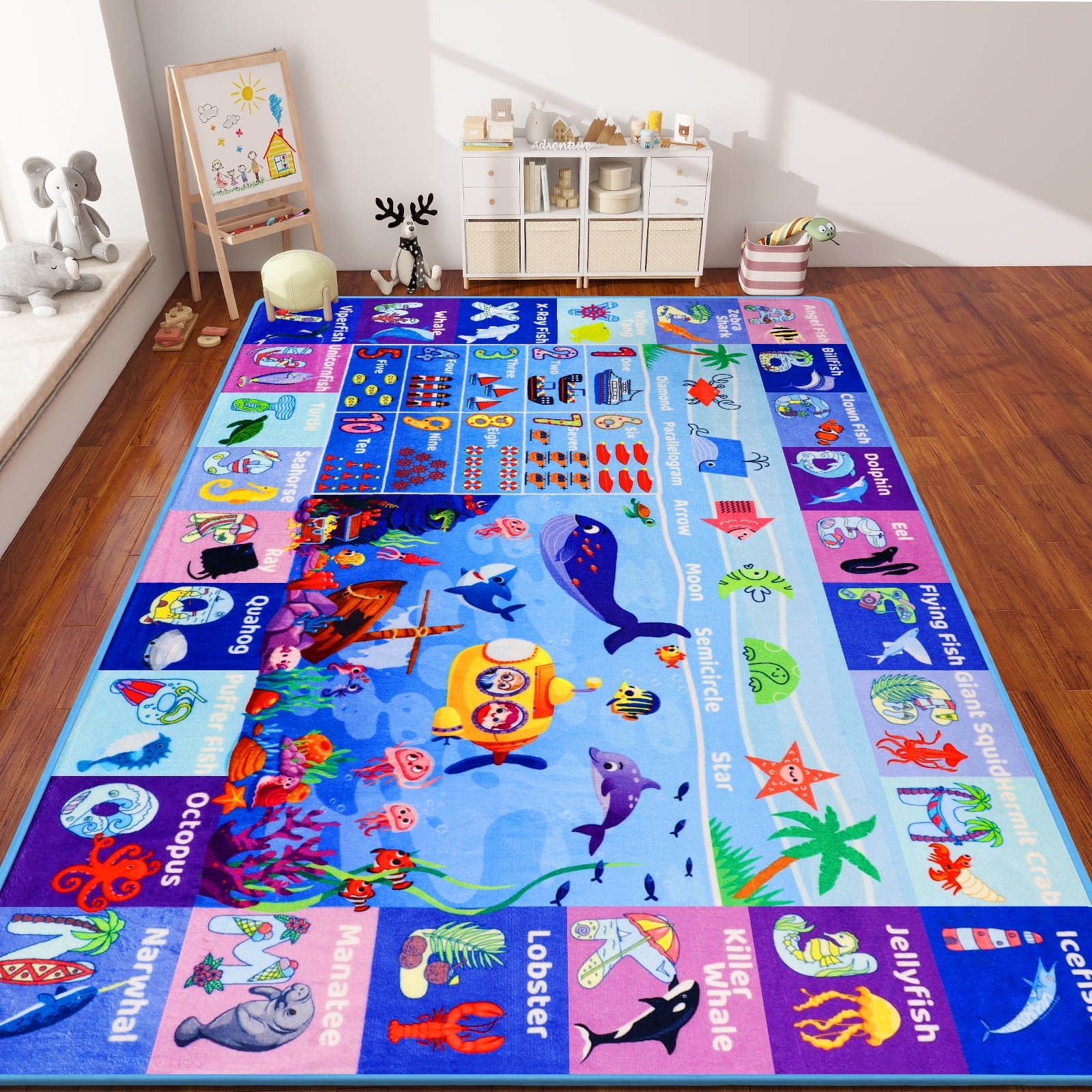 AKASISRUG ABC Kids Rug for Playroom 59"×78.7" Ocean Rug Baby Play Mat ...