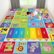 AKASISRUG Kids Play Rug Fluffy ABC Educational Rug Round 47" Ocean Kids ...