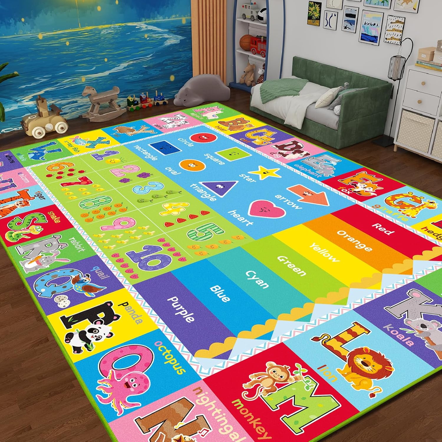 AKASISRUG Kids ABC Educational Area Rug, Alphabet Animal Soft Non-Slip ...