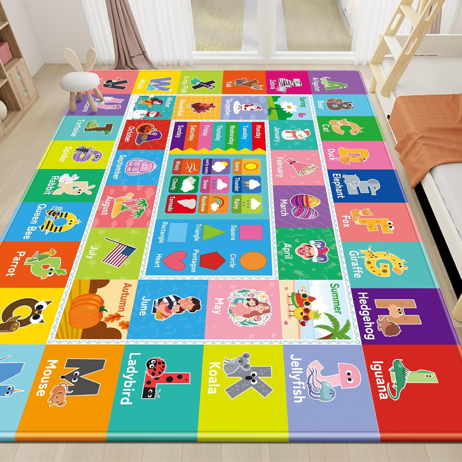 AKASISRUG Kids Rug,ABC Alphabet Educational Learning Rug,Toddler Baby ...