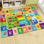 AKASISRUG Kids Play Rug Fluffy ABC Educational Rug Round 47" Ocean Kids ...