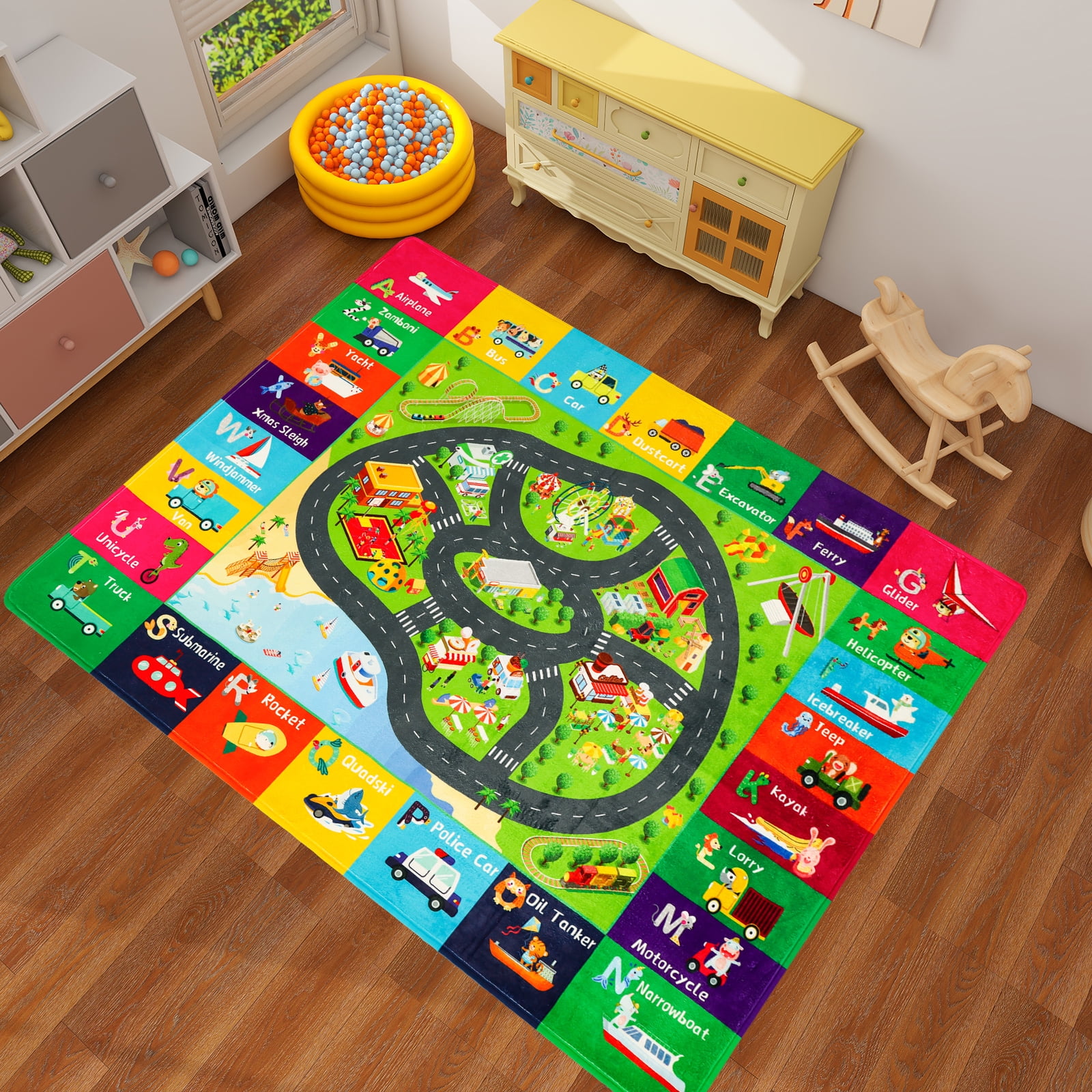 AKASISRUG Kids Rugs Traffic Road Carpet Play Rug 3.3'×5' for Playroom ...