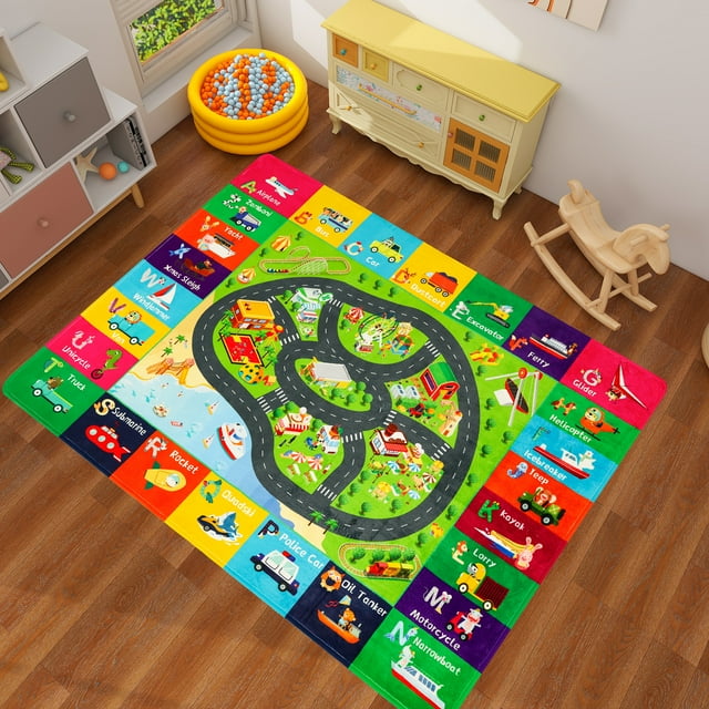 AKASISRUG Kids Rugs Traffic Road Carpet Play Rug 3.3'×5' for Playroom ...
