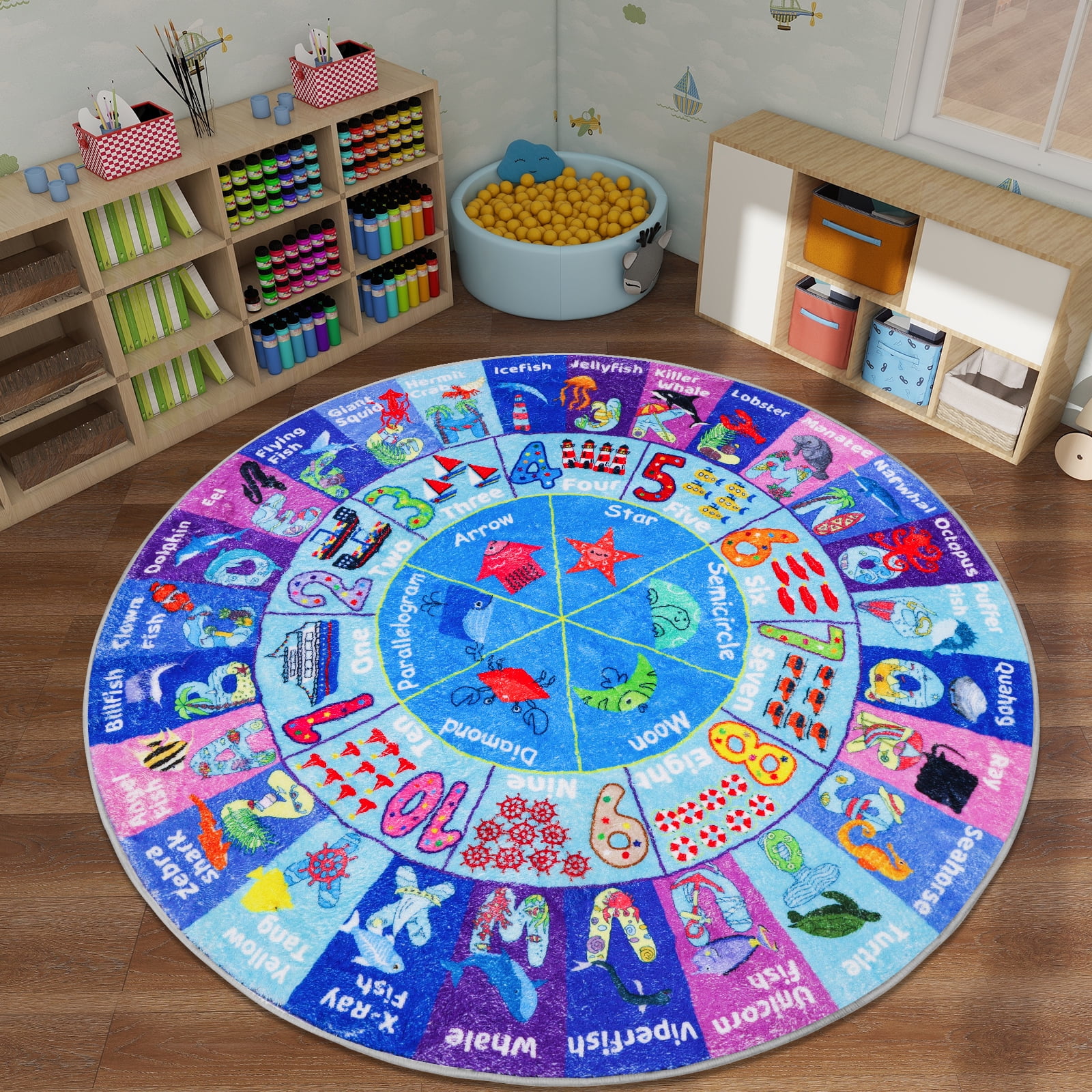 AKASISRUG Round Sea Animals Kids Rug Playmat - Walmart.com