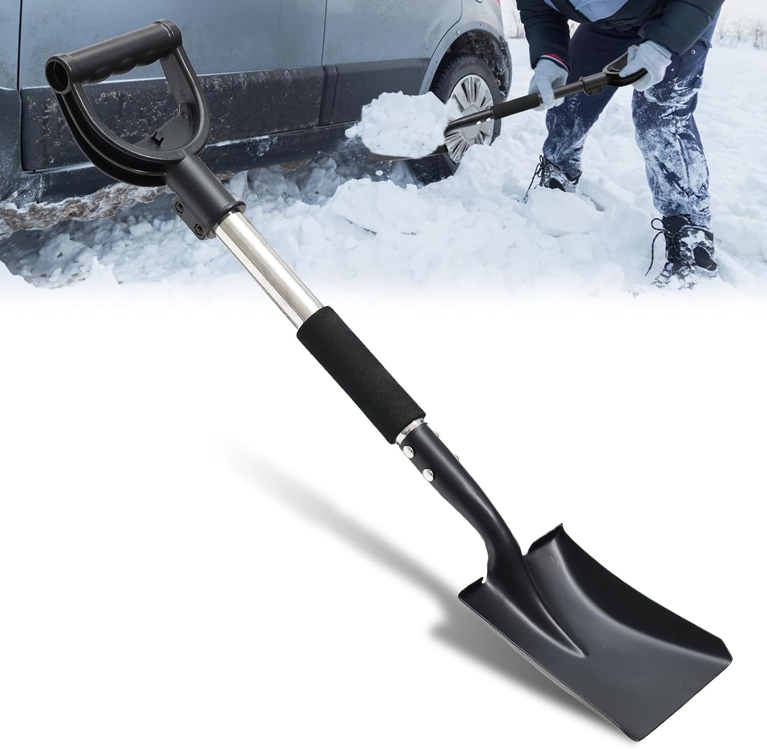 AKASKIEY Shovel, Square Shovel, 31 inch Small Shovel with Curved D ...