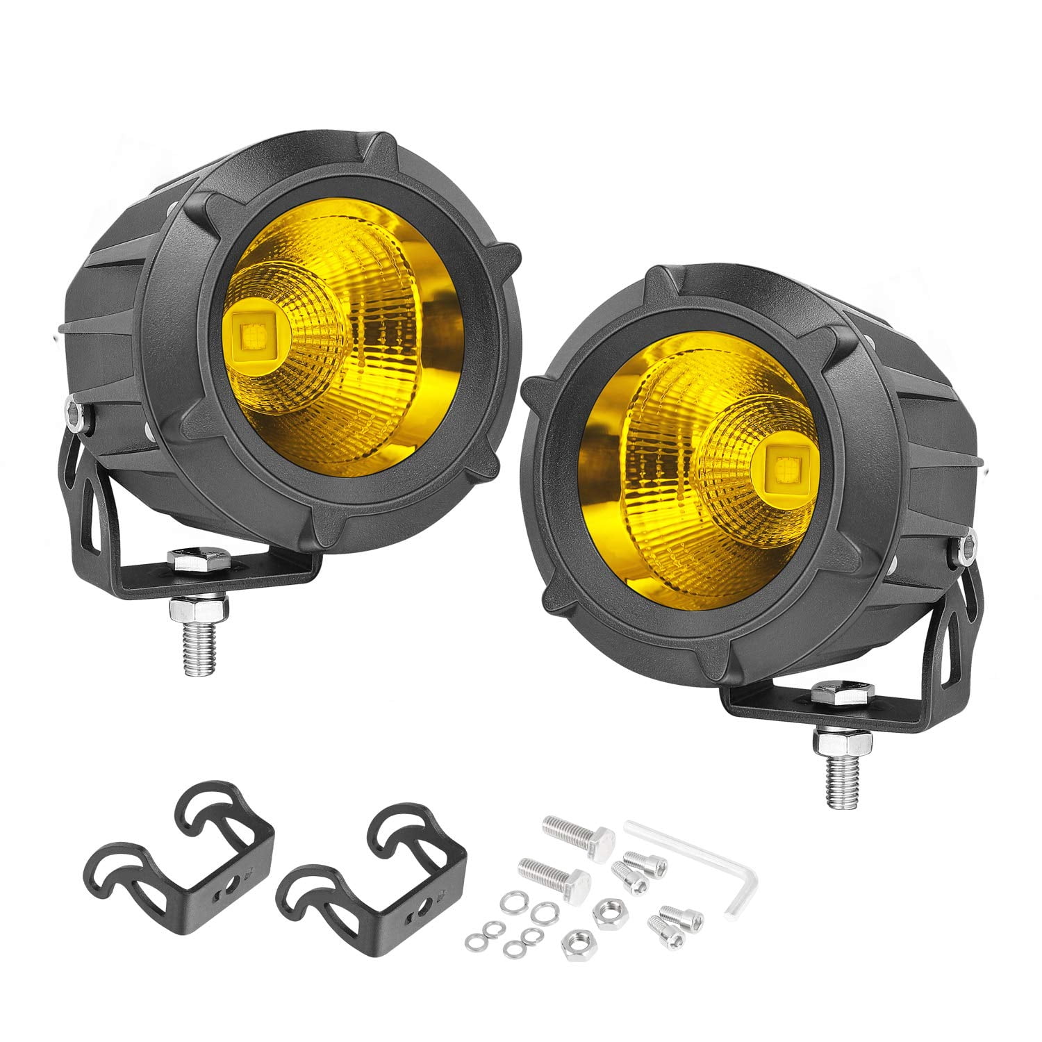 AKD Part 3.5 Inch MSF2 Amber Round LED Fog Lights 50W Spot Flood Combo ...