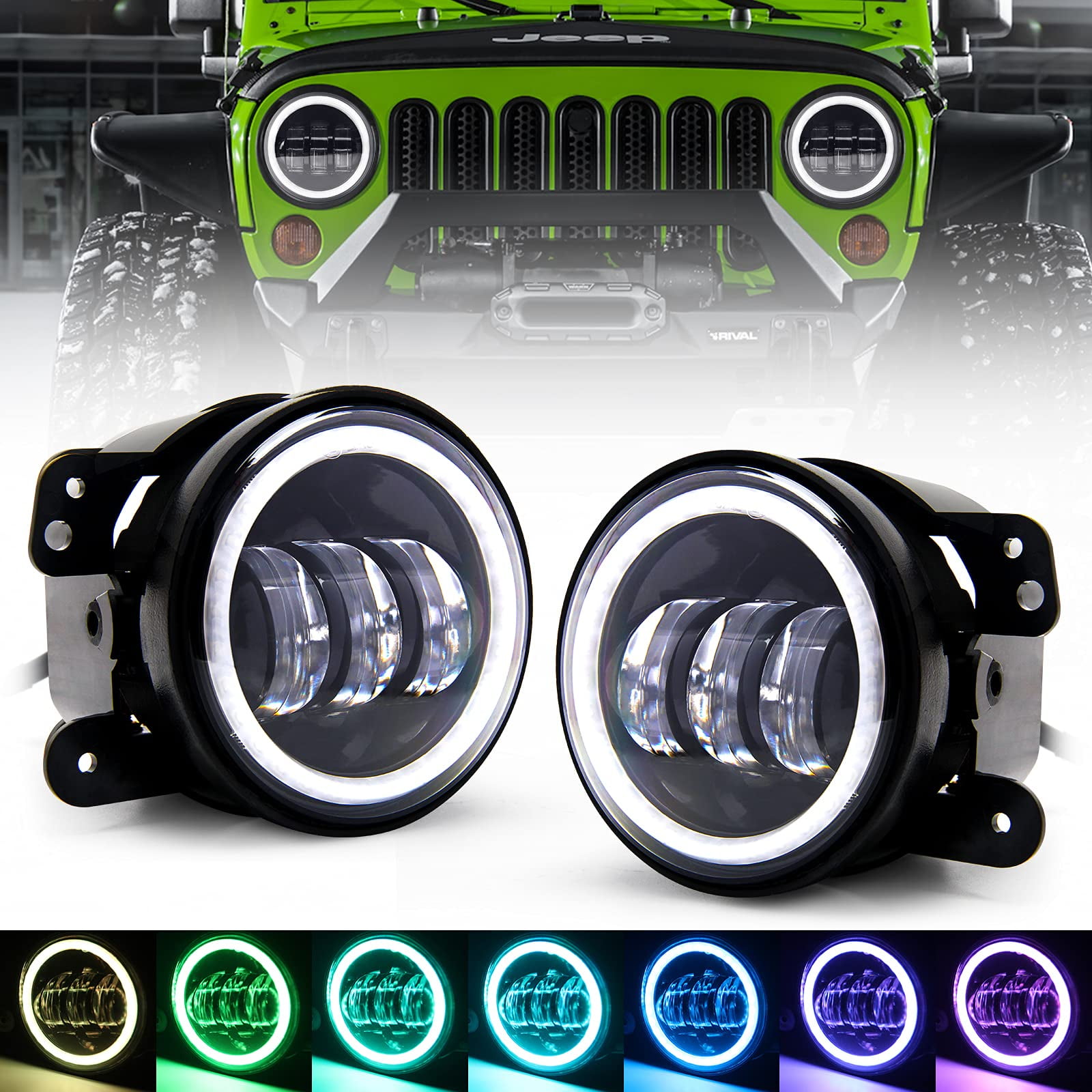 AKD Part 3" CREE RRF12 LED Pod Lights with DRL 80W Spot Beam Square LED ...