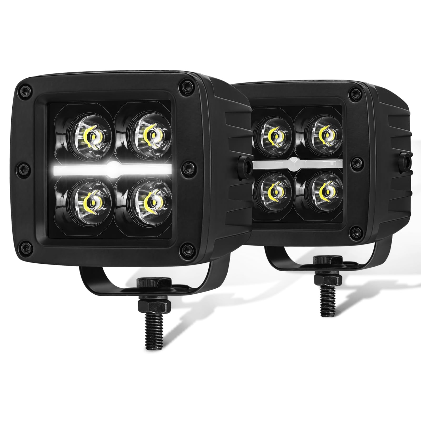 AKD Part 3" CREE SSF20 LED Pod Lights with DRL 80W Spot Beam Square LED ...
