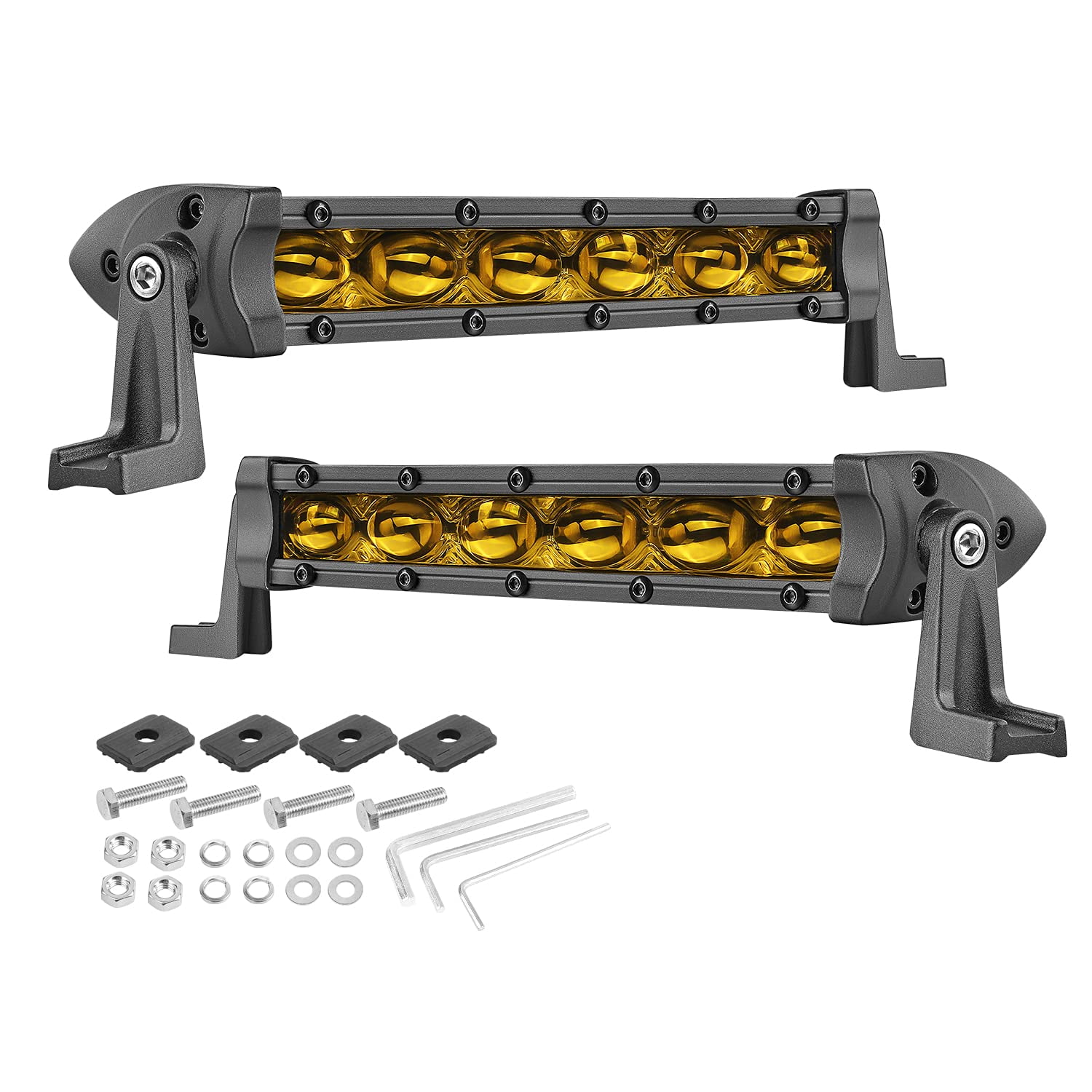 AKD Part 7 Inch RRF12 Amber LED Light Bars 36W Spot Slim Single Row LED ...