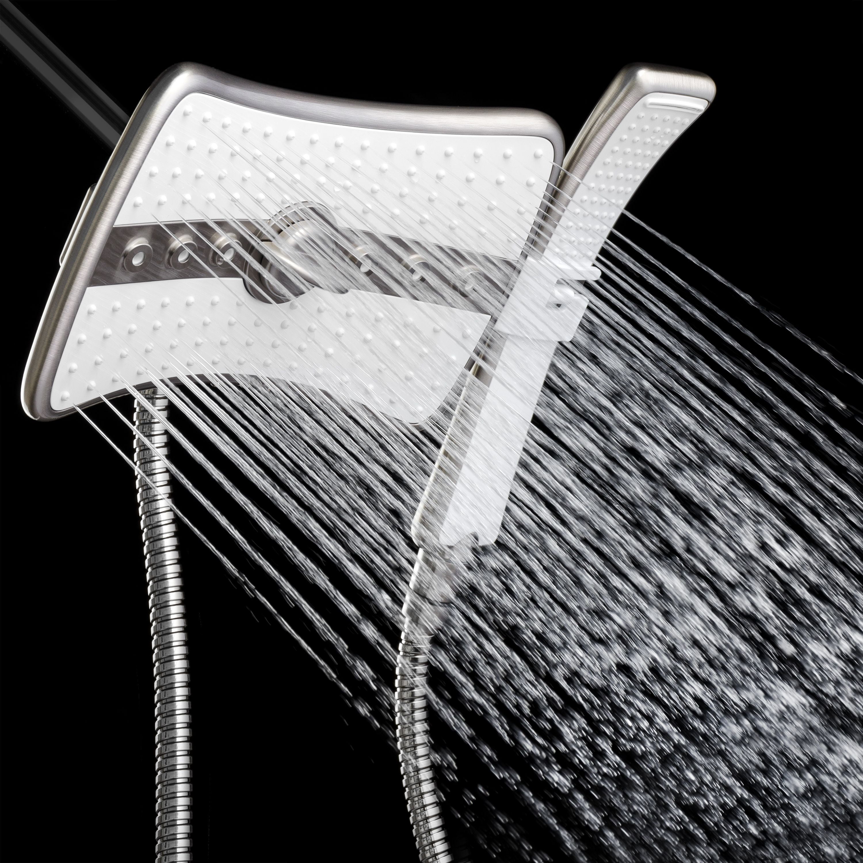 AKDY 9" Rectangular Shower Head with 4 Multi-Function Modes and Wand ...