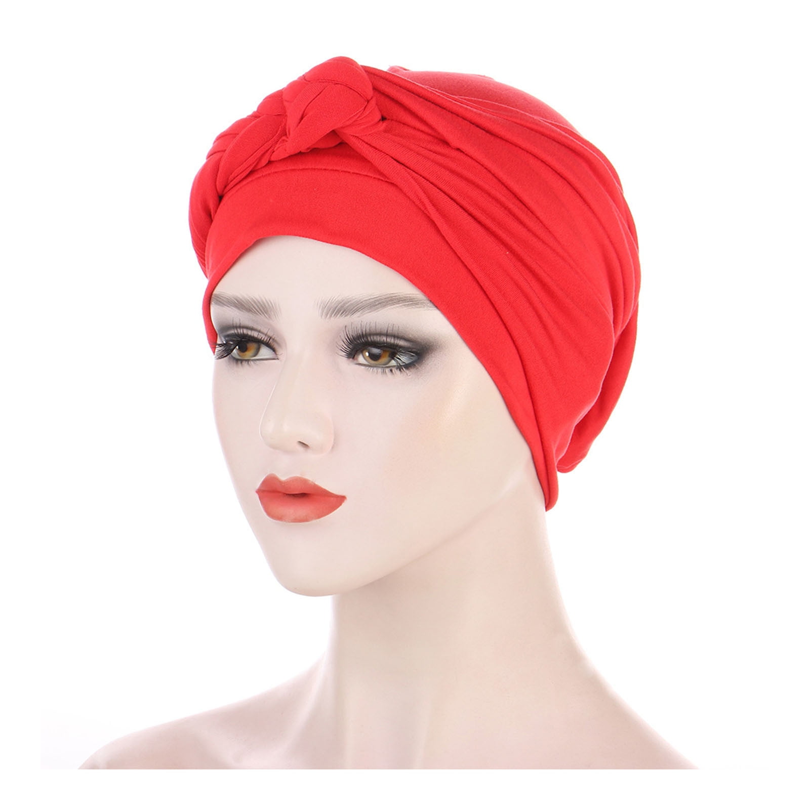 AKEGAMN Ethnic Side Braid Hijab Turban Hat Multicolor Muslim Head Wrap ...