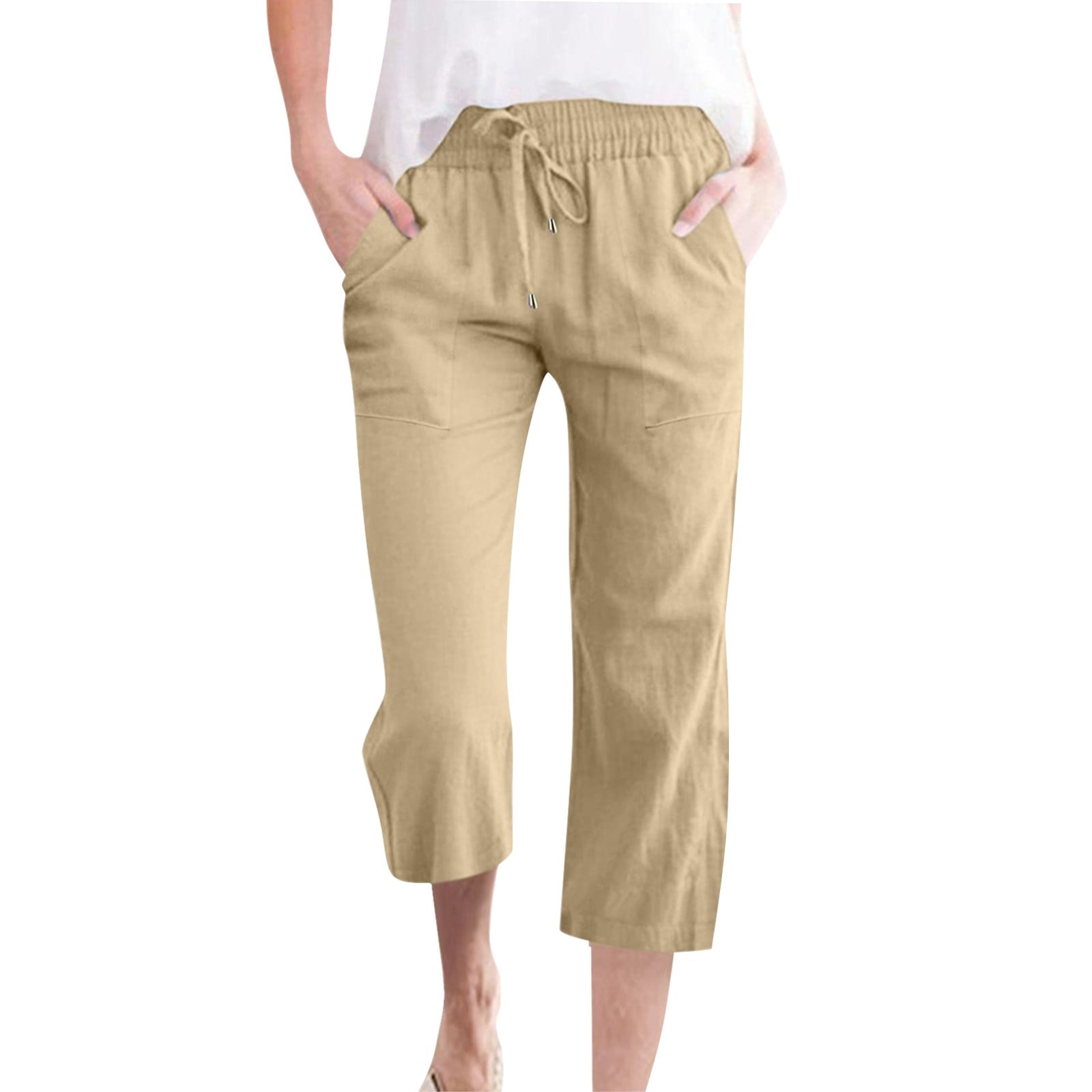 AKEGAMN Fashion High Waisted Wide Leg Pants Drawstring Elastic Trousers ...