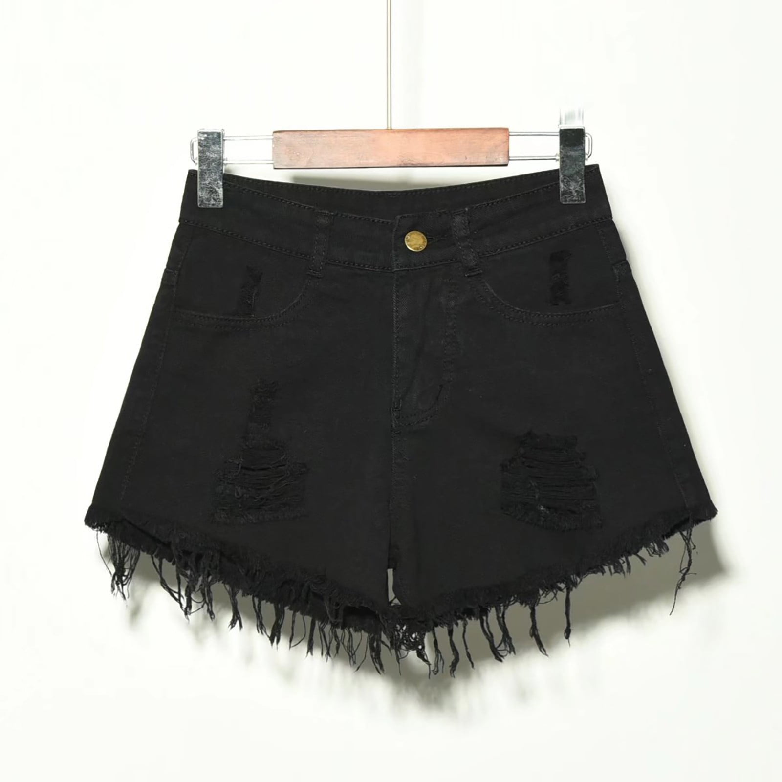 AKEGAMN Summer Jeans Shorts for Teen Girls Preppy Hem Ripped Denim ...