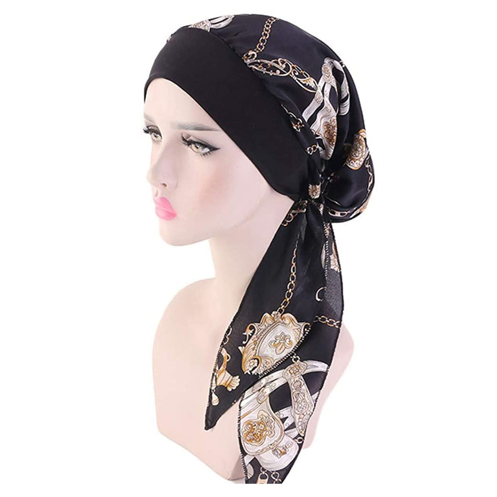 AKEGAMN Women's Casual Loose Print Turban Cap Muslim Headwear Baseball ...