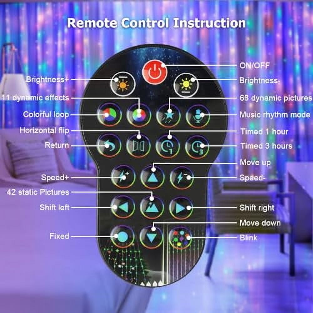 AKEPO Programmable Colorful Smart LED Window Hanging Curtain Lights, IP65 400 RGB LED APP ...