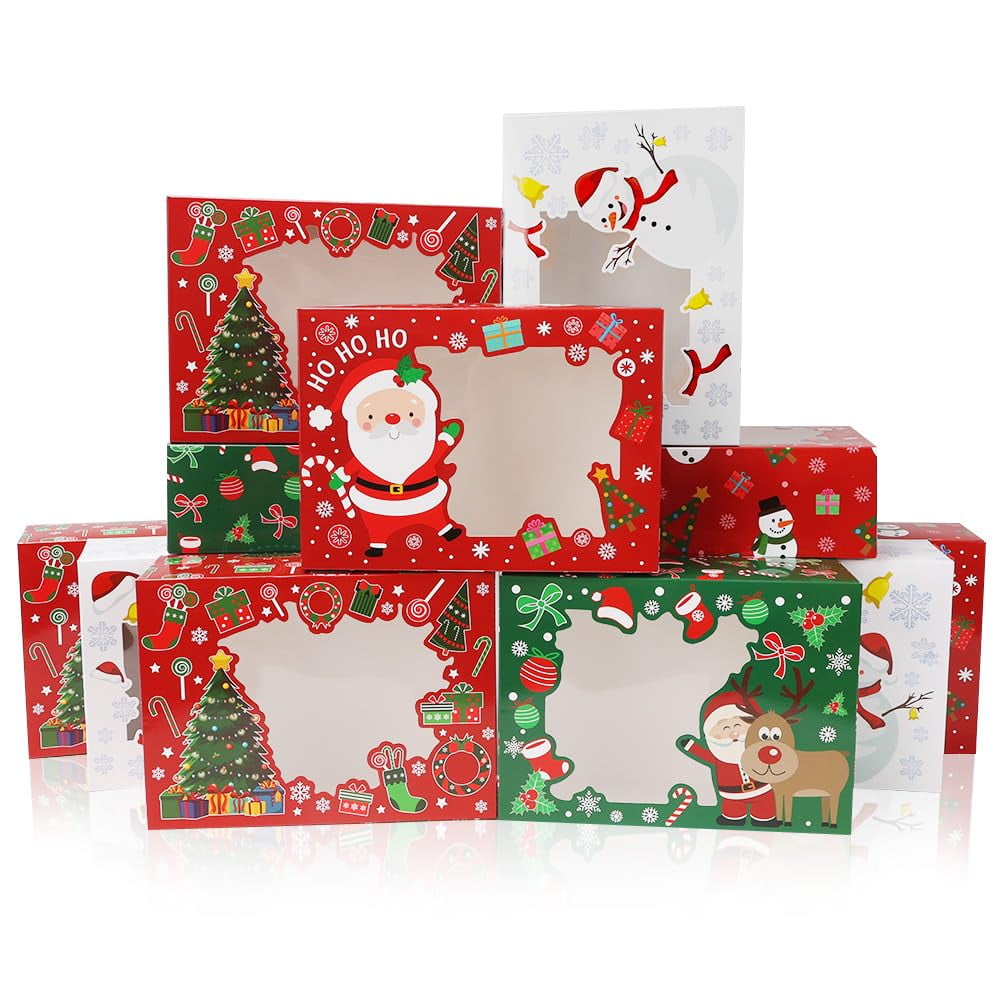 AKEROCK Christmas Cookie Boxes, 12 PCS Holiday Cookie Tins with Lid for ...
