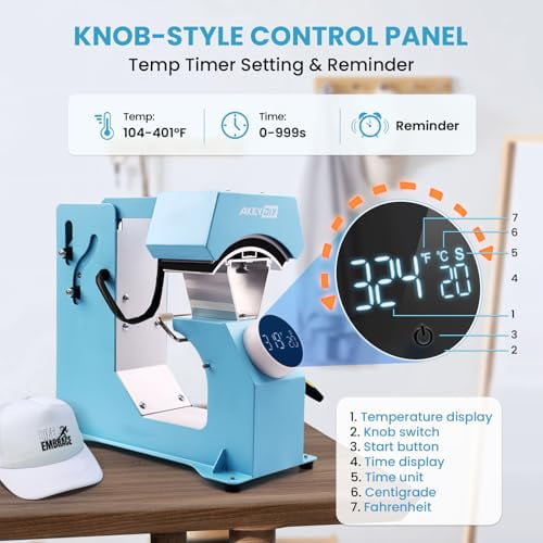 AKEYDIY Auto Hat Heat Press Machine for Caps with 3pcs Interchangeable ...