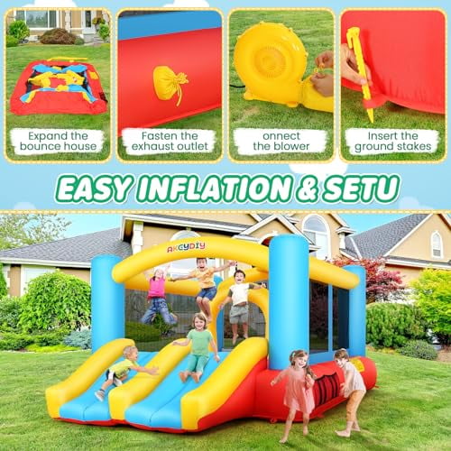 AKEYDIY Bounce House Obstacle Course for Kids 3-12, Bouncy Castle W ...