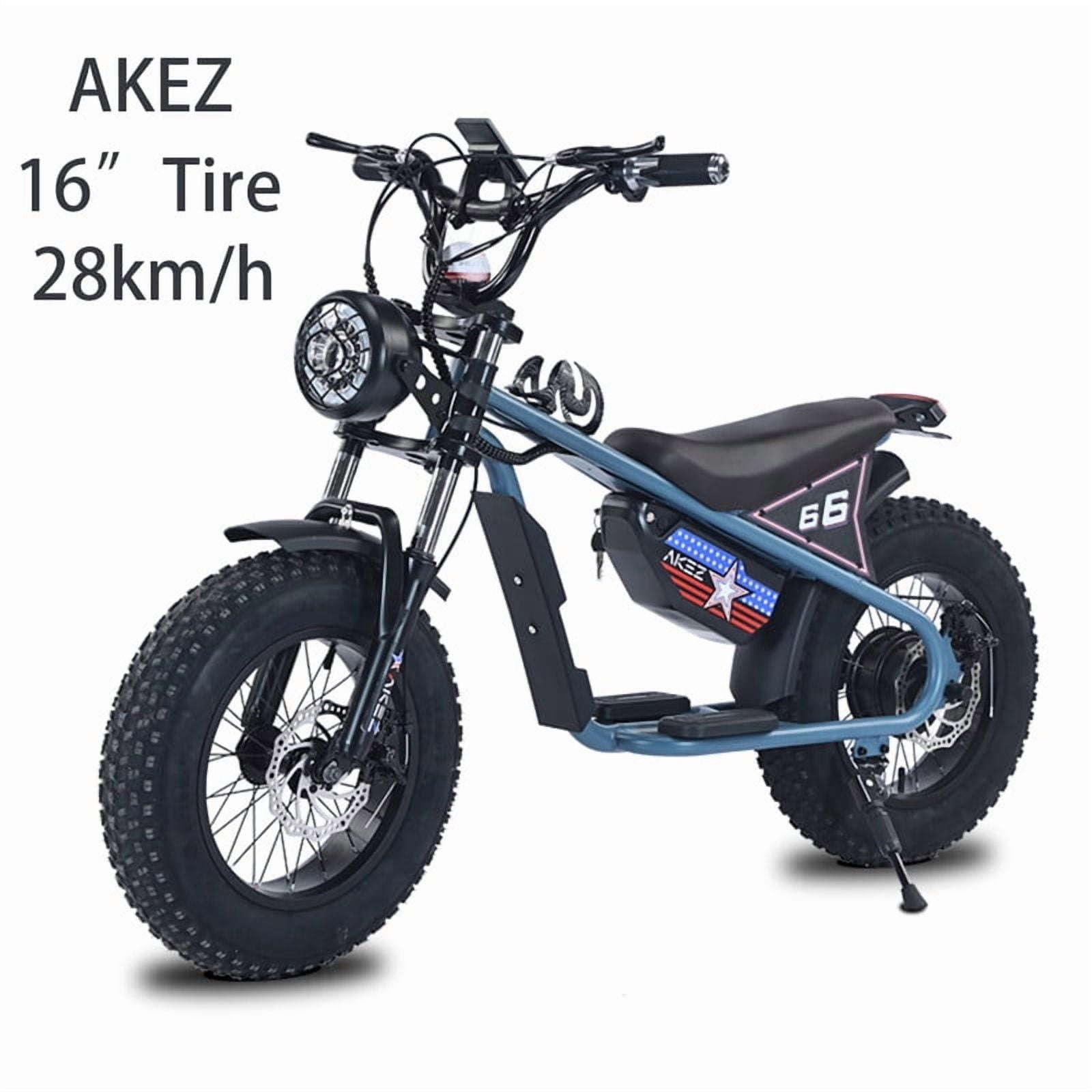 AKEZ-ZX 18 Mph Electric Bike for Adults Teen, 350W Rear Hub Motor, 36V 15Ah Battery, 16"x4.0 ...