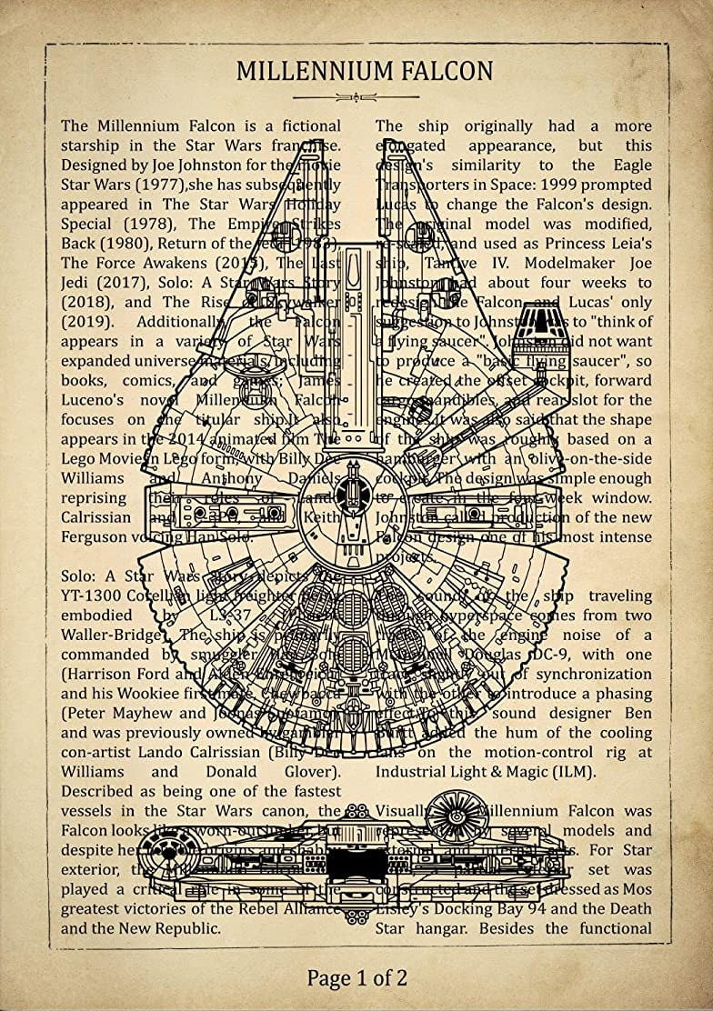 AKFOMEE Millennium Falcon Poster 300 Pieces Jigsaw Puzzle Educational ...