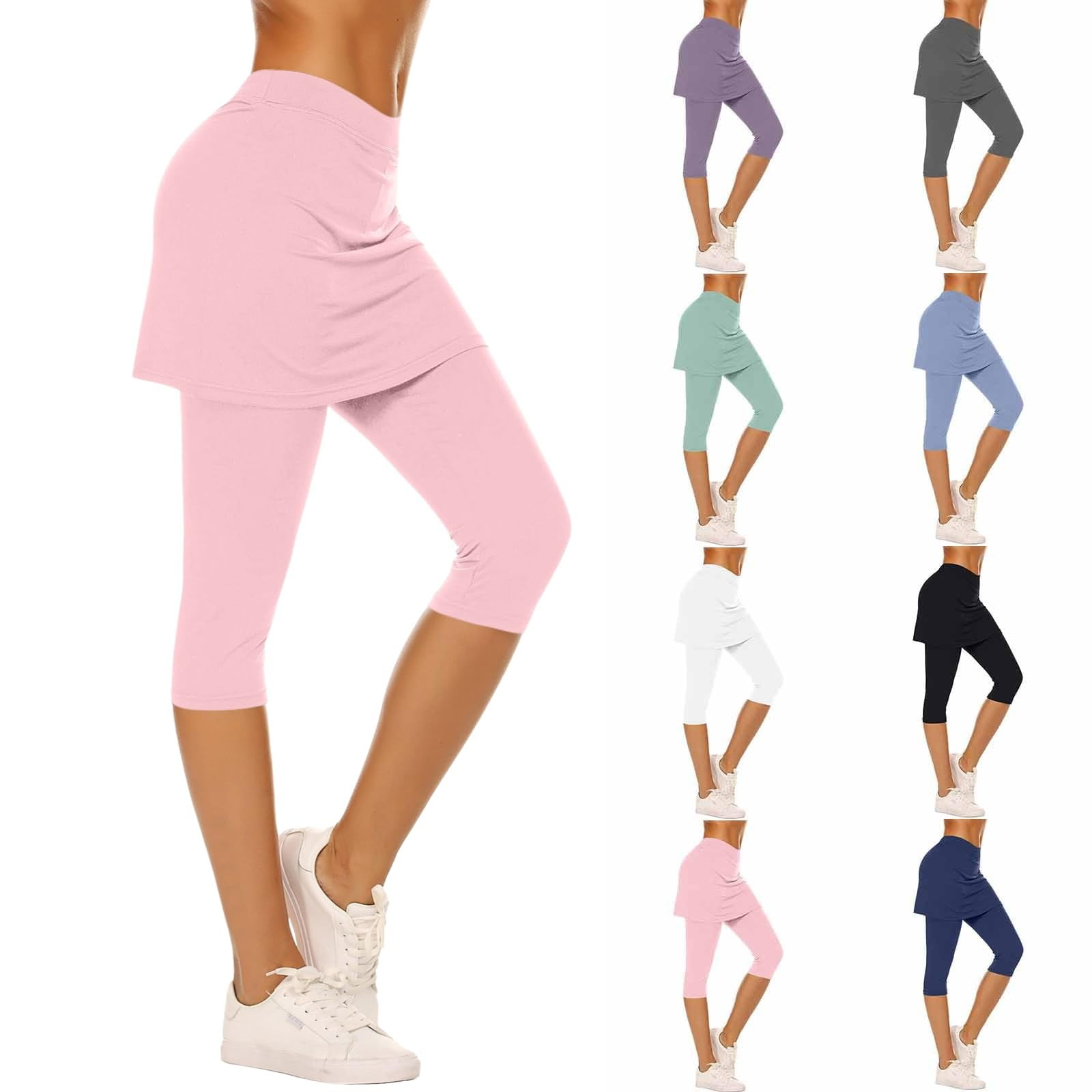 AKGEAMN Women's 2025 Tennis Skorts Gym Tennis Yoga Legging Skirted Leggings, Pink S-3XL ...